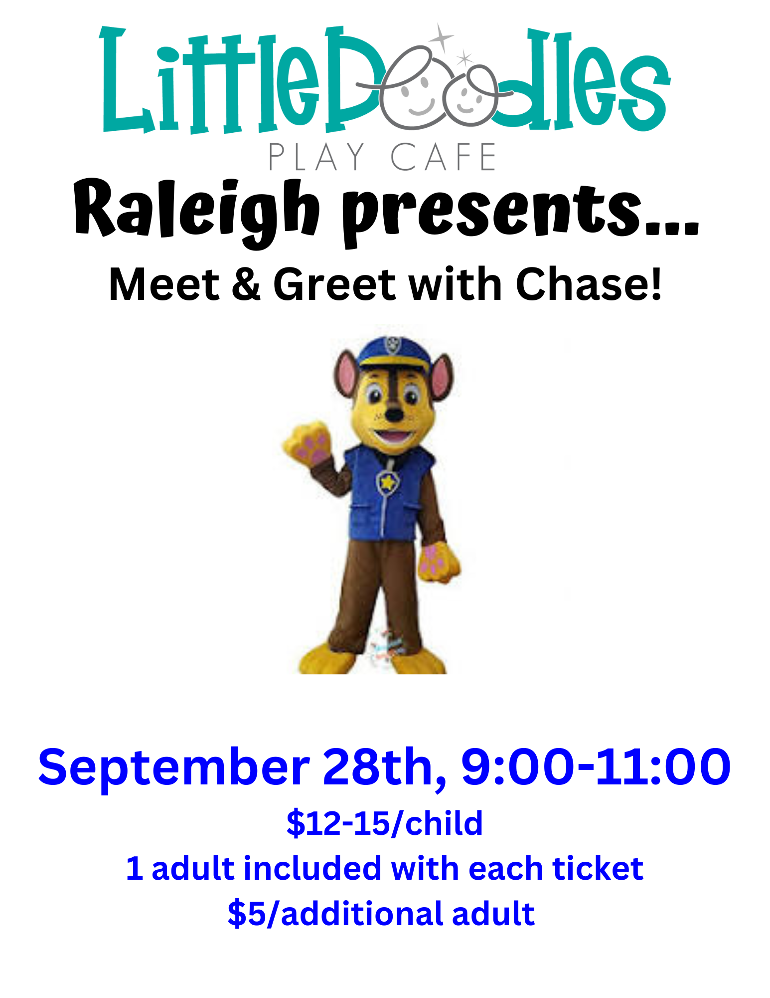9/28 Meet & Greet with Chase, Raleigh | Little Doodles Play Cafe, LLC